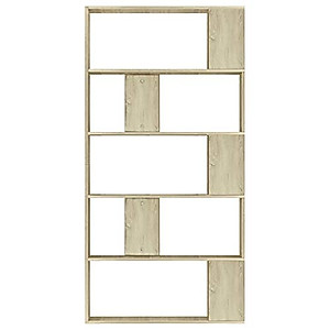 YITHOPI Bookshelf Storage Shelves Featuring a Sleek Multifunctional Plant Flower Stand Storage Rack Shelves Bookcase for Home Office Book Cabinet/Room Divider Sonoma Oak 31.5"x9.4"x62.6" Chipboard