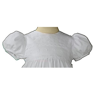 100% Cotton Dress Christening Gown Baptism Gown with Lace Border (Newborn (Birth-7 lbs)) White
