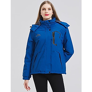 ELLSWOS Womens Winter Coats Waterproof Ski Jacket Warm Snow Jackets Windproof Windbreaker Hooded Raincoat