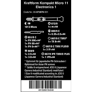 Kraftform Micro 11 Electronics 1 Screwdrvr Set
