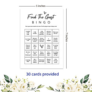 UHADRE Find The Guest Bingo Bridal Shower Game-Set of 30, Minimalist Bridal Shower Cards, Wedding Party Game Cards for Guests, Bridal Shower Ideas-HLYX09