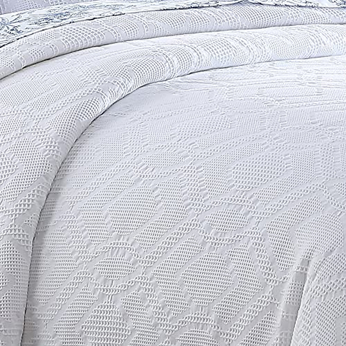 Tommy Bahama | Waffle Collection | Comforter Set Cotton Bedding in a Reversible Waffle Weave Texture, King, White,USHSA51166596,3