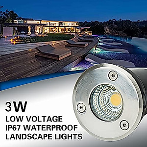 ELEGLO 12 Pack 3W Low Voltage Led Landscape Lights,12V/24V AC/DC Well Lights,IP67 Waterproof In Ground Light and Landscape Lighting for Garden,Yard, Driveway, Deck, Step Up Light(Warm White 12 Pack)