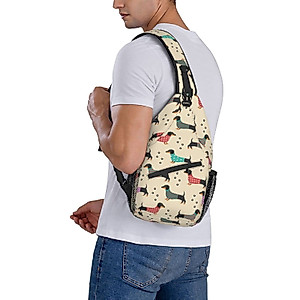 Dachshund Small Crossbody Backpack Sling Bag For Women Men Travel Hiking Chest Bag Daypack