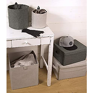Bigso Soft Multi Purpose Foldable Cube Storage Box | Collapsible Fabric Storage Cube for Storage on Shelves | Polyester Fabric Foldable Storage Cube Organizer for Closet | 12.4’’x12.4’’x12.4’’ | Beige