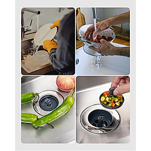 Hibbent 3 in 1 Kitchen Sink Drain Strainer and Stopper Combo, Chrome Stainless Steel Wraped Shell, Anti-Clogging Basket Strainer with Foldable Handle for US Standard 3-1/2" Drain