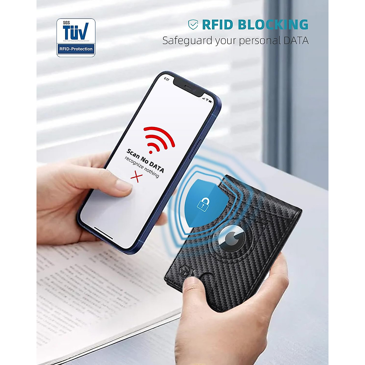 Zitahli Airtag-Wallet-Mens-Slim-RFID Blocking Wallet Leather with Money Clip Air Tag Wallet Card Holder Bifold Gifts for Men