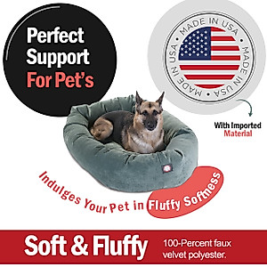 Majestic Pet 52 Inch Micro Velvet Calming Dog Bed Washable – Cozy Soft Round Dog Bed with Spine for Head Support - Fluffy Donut Dog Bed 52x35x11 (inch) – Round Pet Bed X- Large – Azure