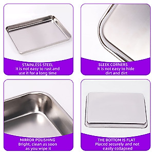 Swpeet 2Pcs 11.81'' x 15.75'' and 6.3" x 9.84" Stainless Steel Surgical Tray Assortment Kit, Metal Instrument Tray Dental Procedure Lab Instruments for Medical Instruments, Tattoo, Flat Bottom Tray