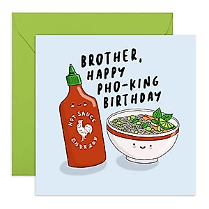 Central 23 - Funny Birthday Card for Brother - 'Brother, Happy Pho-King Birthday' - Fun Brother Birthday Cards - Ideal Birthday Card for Him - Comes with Fun Stickers