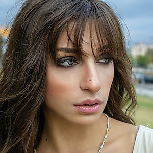 Sundurich Stainless Steel Nose Ring for Women Men 20G Nose Rings Hoops Nose Studs L Shaped Nose Ring Stud Set Paved CZ Flower Snake Cute Nose Piercing Jewelry Gold Tone