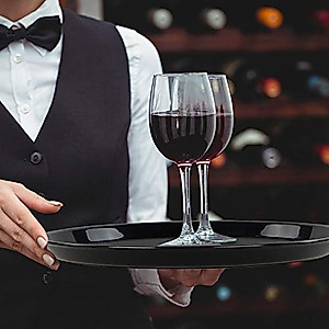 Neadas Round Plastic Fast Food Serving Trays, Cafeteria Tray Platters, Black, 6 Packs