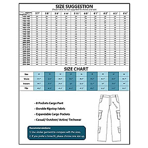 AKARMY Men's Casual Cargo Pants Military Army Camo Pants Combat Work Pants with 8 Pockets Black 34