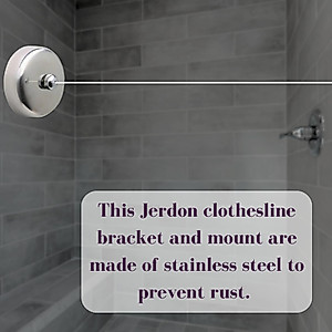 Jerdon CL1 Retractable Clothesline with 8-Foot Adjustable Nylon Line, Stainless Steel Finish