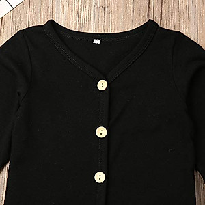 GOOCHEER Casual Toddler Girl Clothes Long Sleeves Shirt Top Trousers Pants Set Toddler Girl Leopard Outfit Fall Winter Clothing (Black, 4-5T)