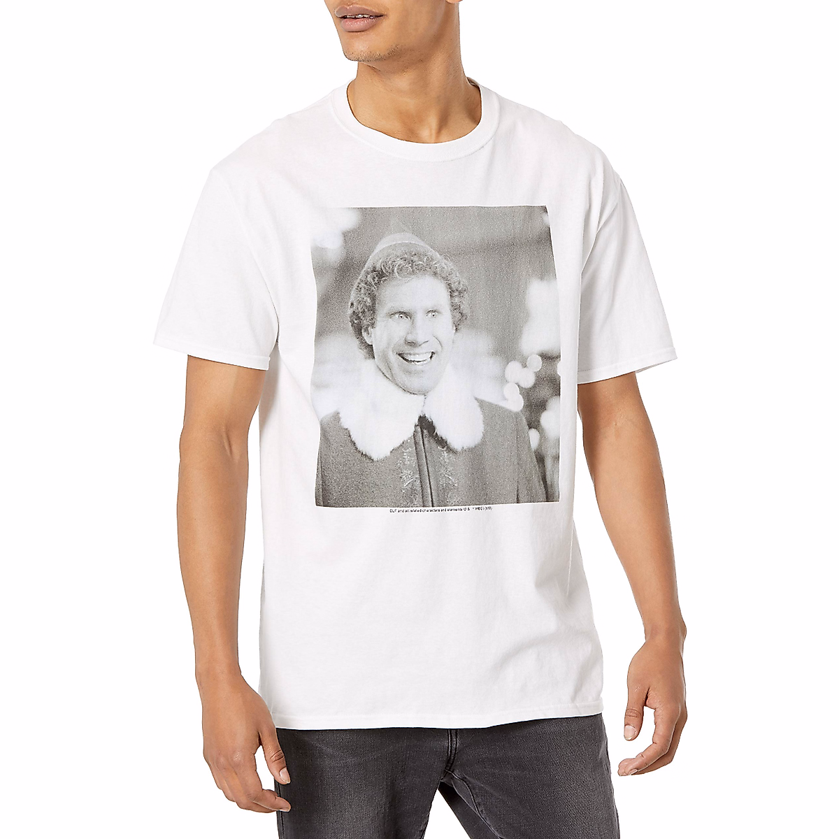 Elf Buddy Smile Photo Basic Solid Tee White