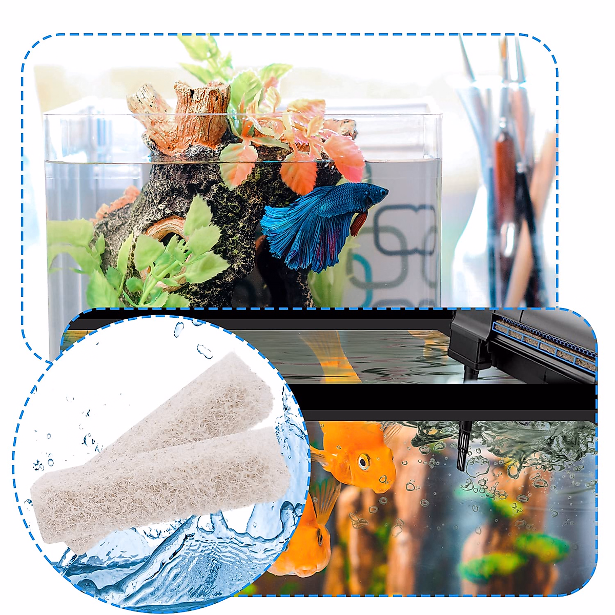 TOYMIS 12 PCS Ammonia Reducer Specialty Filter Pads for Aqueon Quietflow LED Pro Model 10, High-Density Sponge Fish Tank Filter Cartridges for Aquarium Water Filtration