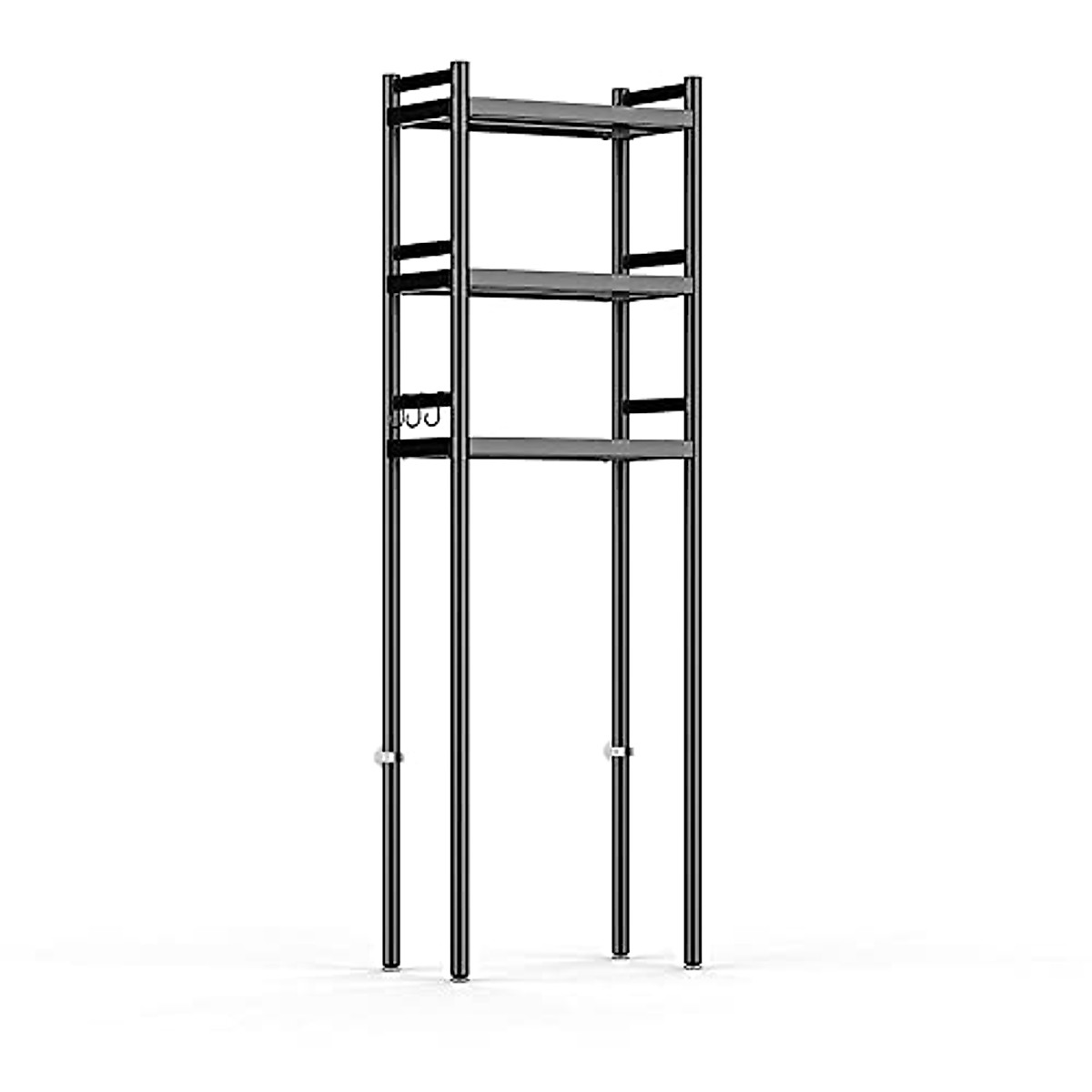 WPT Over-The-Toilet Storage, 3-Tier Bathroom Organizer with Shelves, Space Saver Toilet Rack, Stainless Steel, Easy to Assembly, Black