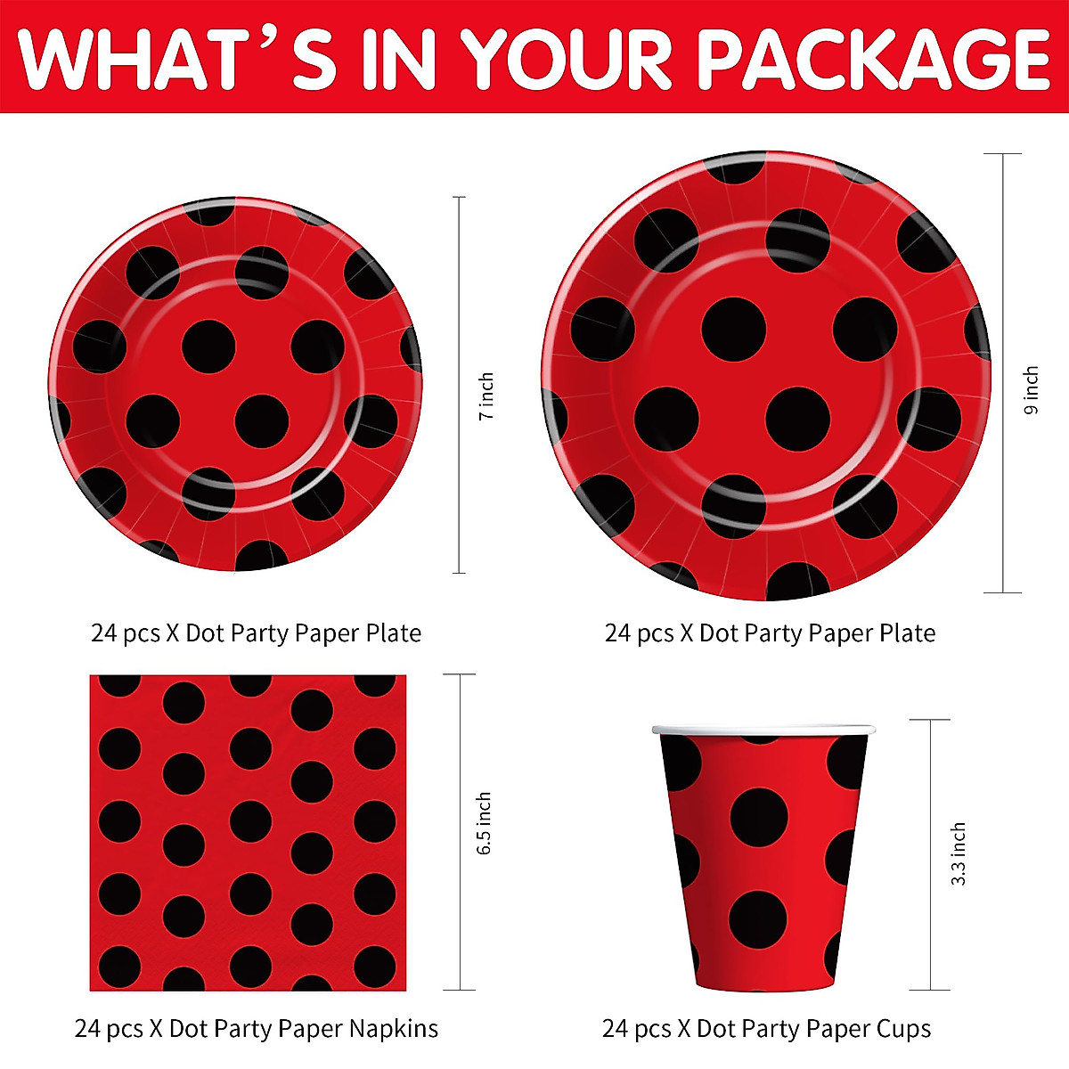 Xenorik Ladybug Birthday Party Decorations Tableware - Ladybug Party Supplies, Plate, Cup, Napkin, Tablecloth, Cutlery, Straw, Lady Bug Theme 1st 2nd 3rd Birthday Baby Shower Decorations | Serve 24
