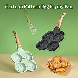 Egg Pan 4 Cup Omelette Pans Nonstick 4 Cute Animal Patterns Versatile Breakfast Skillet Healthy Breakfast Pancake Pan for Eggs, Plett, Crepes, Compatible with Gas Stove and Induction Cooktop (Black)