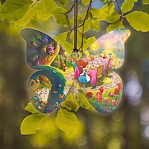 Disney – Alice in Wonderland – Mad Hatter’s Tea Party – Thomas Kinkade Studios – 2.7” x 3.5” Butterfly Shaped Hanging Acrylic Print Accessory – Officially Licensed Collectible