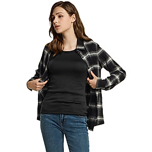 TSLA Women's Thermal Underwear Set, Soft Fleece Lined Long Johns, Winter Warm Base Layer Top & Bottom, Heavyweight Black, Medium