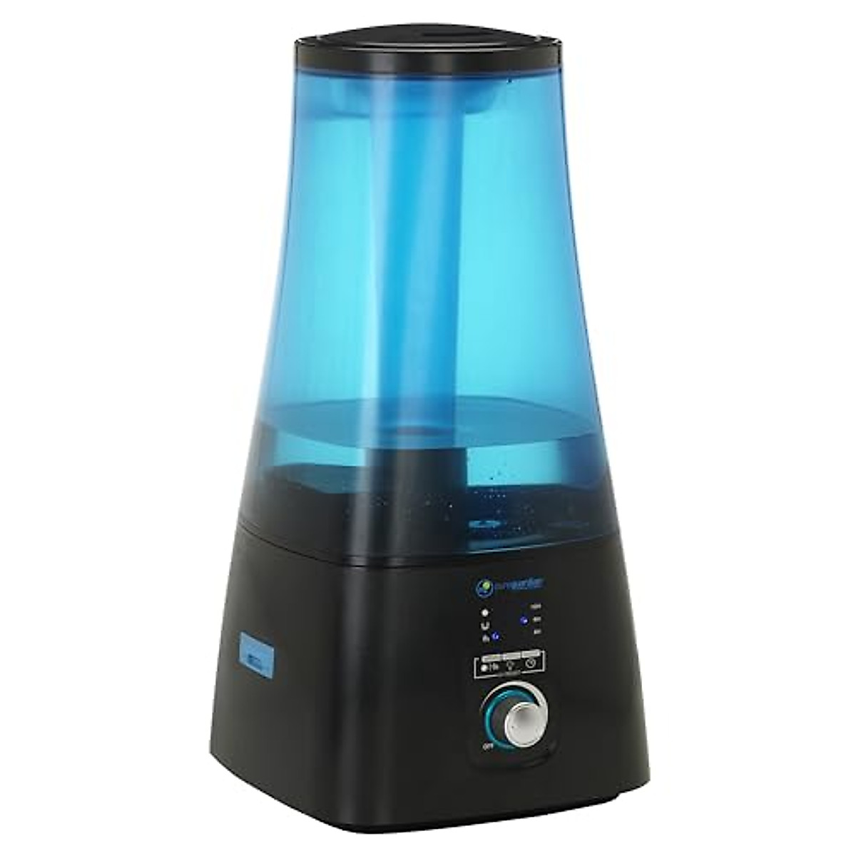 PureGuardian 2-Gallon Ultrasonic Warm and Cool Mist Humidifier with UV-C, Aromatherapy Tray, 100 Hours. Run Time, Covers 380 Sq. Ft., Quiet, Filter Free, Blue/Black, H5450BCA