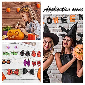 FINGERINSPIRE 10Pcs Halloween Theme Printed Faux Leather Sheets Assorted Synthetic Leather Fabric(8.3x6.3inch) for Making Hair Bow Earrings Making Crafting Party Decor DIY Projects