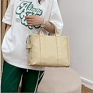 Large Canvas Tote Bag Simple one-Shoulder Shopping Bag Lady Letter Printing Commuter Fashion Messenger Handbag(Black)…