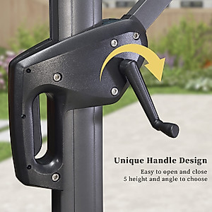 PURPLE LEAF 8 Feet Square Cantilever Umbrella Patio Umbrella with Base Outdoor Umbrella Aluminum Offset Umbrella with 360-degree Rotation for Garden Deck Pool Patio, Beige