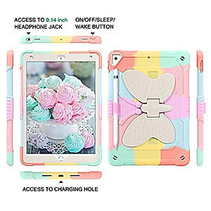 iPad 10.2 Case, iPad 9th Generation Case, GaoBao iPad 8th Generation Case with Butterfly Wings Kickstand Pencil Holder Protective Kids Friendly Silicone Case for iPad 9th/8th/7th Gen (2021/2020/2019)