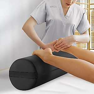 Saloniture Jumbo Round Massage Table Bolster Pillow Pad - 26 x 9 Inch - Black