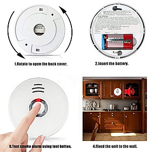 Smoke Detector Fire Alarm, 2 Packs Photoelectric Smoke Detectors with UL Listed, 9V Battery Operated Smoke Detector (9V Battery Included), 10 Years Life Time, Fire Safety for Home, Hotel, School etc