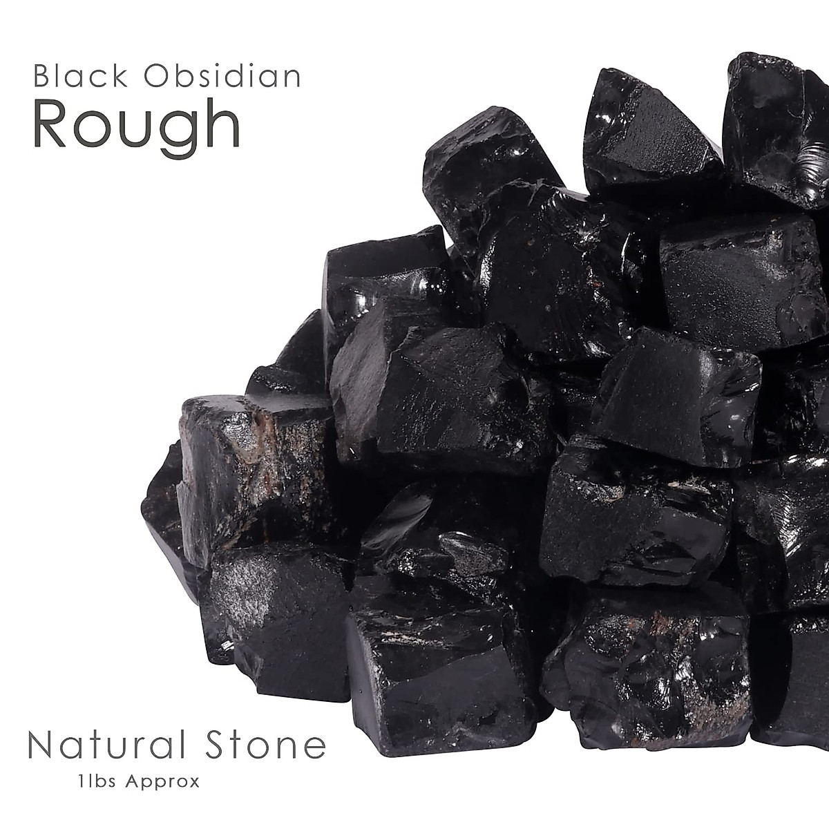 YATSKIA 1lb Black Obsidian Crystal - Raw Stones - Healing Crystals - Obsidian Stone - Black Stones and Crystals - Raw Stones for Tumbling - Crystals Bulk - Crystals and Healing Stones Bulk