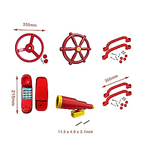 MERIGLARE Playground Equipment Outdoor Playset Steering Wheel Easy to Install Toy Phone Pirate Ship Parts Swingset Attachments for Backyard Kids Gifts
