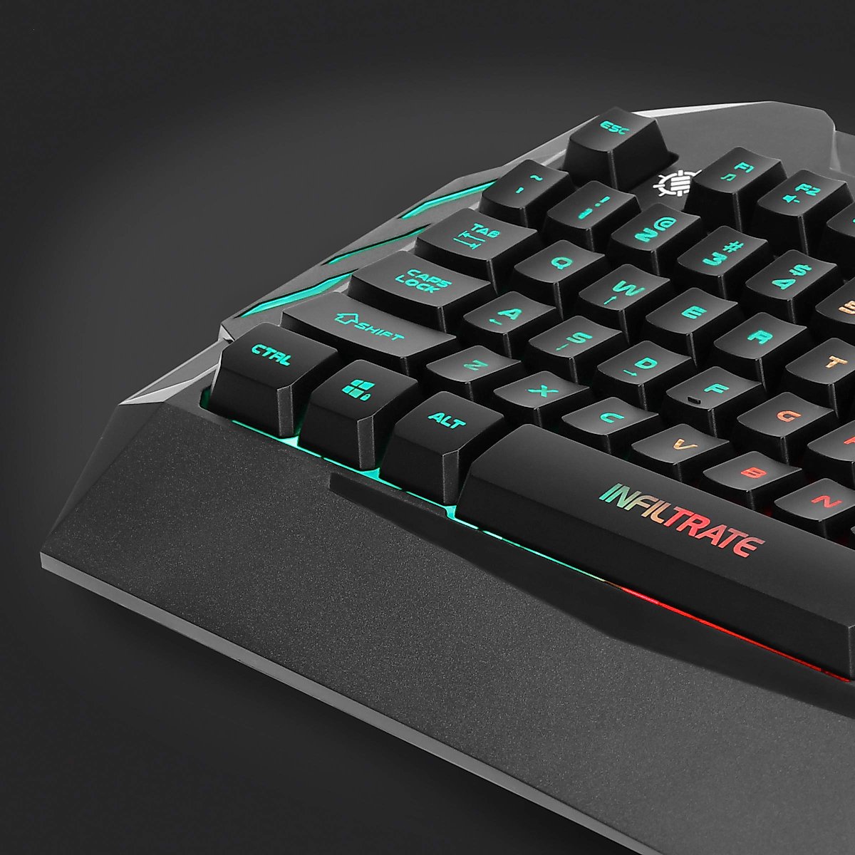 ENHANCE Infiltrate KL1 LED Gaming Keyboard - Multi Color Backlit Keyboard with 2 Lighting Modes, Spill Resistant Design, USB Braided Cable - 19 Key Rollover, Anti-Ghosting, & Multimedia Keys