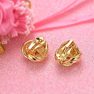 JOLCHIF Love Knot Clip On Earrings for Women Non Piercing Ears 18K Gold Plated Earrings Clip Jewelry Gifts