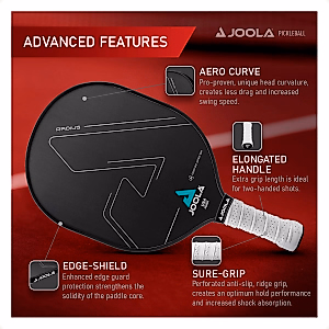 JOOLA Radius Pro Pickleball Paddle with Textured Carbon Grip Surface - Creates More Spin and Maximum Control - Largest Sweetspot - 16mm Pickleball Racket with Response Polypropylene Honeycomb Core