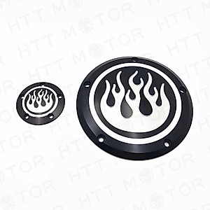 HTTMT- Road King Dyna Sportster Street Bob Black Flame Fire Derby Timer Cover Compatible with H-D FLD FLHR FLHR FLHTC FLHTCU FLSTSB FXD XL 883 Motorcycle