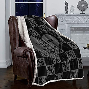Sherpa Fleece Blanket Ultra Soft Throw Blanket - Valentine's Day I Love You More The END I Win Dark Grey - Fuzzy, Cozy, Shaggy, Warm - Reversible Microfiber Blanket for Bed Sofa Couch, 39 x 49 Inches