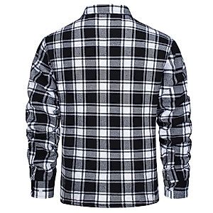 EKLENTSON Flannel Jackets for Men Outdoor Windproof Hiking Skiing Athletic Coat, Black, XX-Large