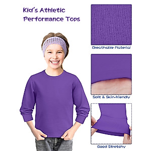 Cooraby 6 Pack Girls Boys Athletic Performance Long Sleeve Shirt Tops Kids Thermal Stretch Undershirt Moisture Wicking Top