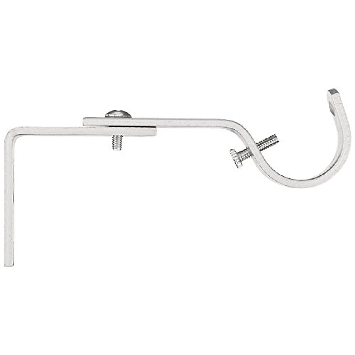 Amazon Basics Room Darkening Blackout Curtain Rod - 88" to 120", Nickel & Adjustable Curtain Rod Wall Bracket Hooks, Set of 2, Silver Nickel