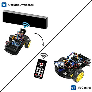 LAFVIN Smart Robot Car 2WD Chassis Kit with Ultrasonic Module R3 Board,Remote Compatible with Arduino IDE DIY Kit