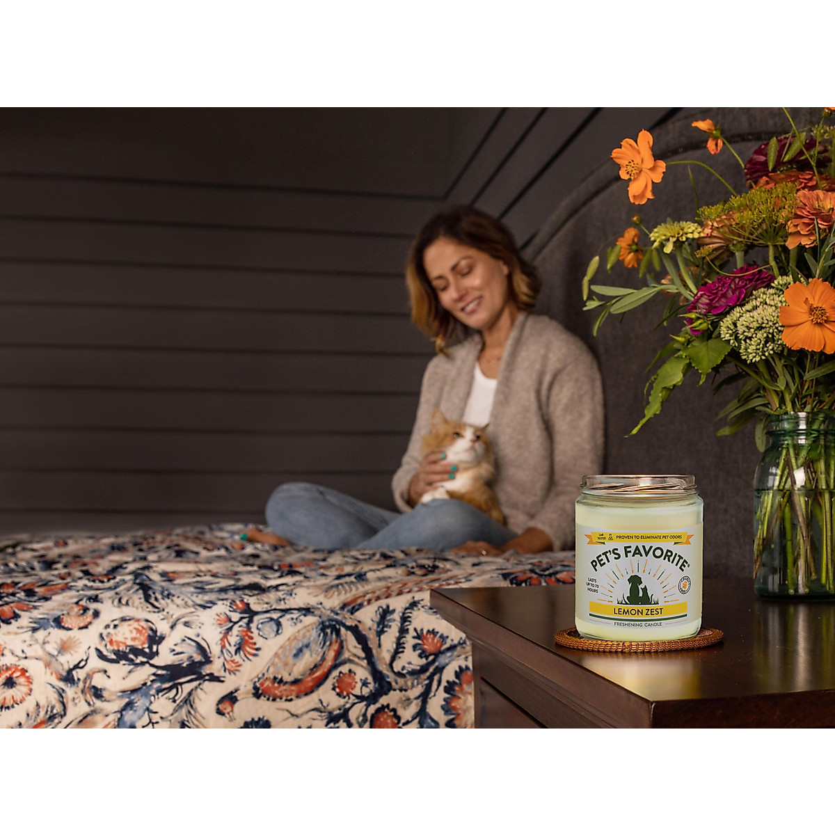 Pet's Favorite - Tested & Proven - Odor Eliminating Candle, Pet-Friendly Scented Candle, in 7 Great Fragrances – 70-Hour Burn Time, Cotton Wick (Lemon, Pack of 1)