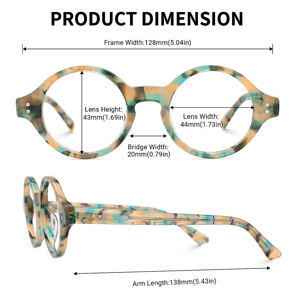 Zeelool Retro Round Blue Light Blocking Glasses for Women Men ZJGA000249-05B Flower