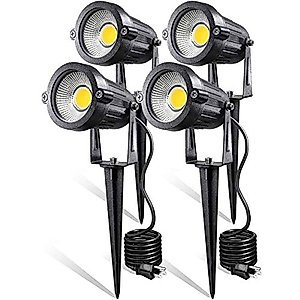 Z LED Landscape Lights,5W Outdoor Pathway Garden Yard Spotlight,IP65 Waterproof Garden Floodlight,Outdoor Spotlight with Stake,UL Cord 5-ft with Plug 3500K Warm White(Pack of 4)