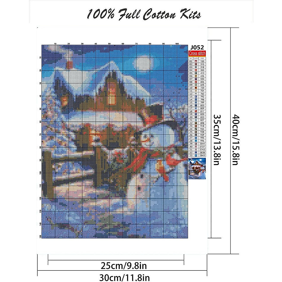 WUSARPLY Christmas Stamped Cross Stitch Kits - Snowman Needlepoint Counted Cross Stitch Kits for Beginners Adults Patterns Dimensions Embroidery Kits Arts and Crafts