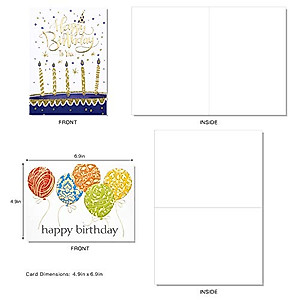padike Unique Designs Birthday Cards Box Set - Birthday Greeting Cards - 15pc Happy Birthday Cards and 5pc Thank You Cards - Envelopes and Gold Seals