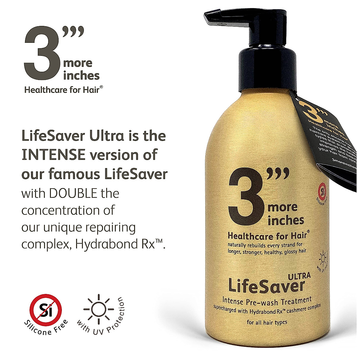 3'''More Inches LifeSaver Ultra Intense Pre-wash Treatment 325ml - Double Concentration Hair Repair -Broken Bond Restore Treatment -Sulphate Free, No Added Fragrance -Hair Care by Michael Van Clarke